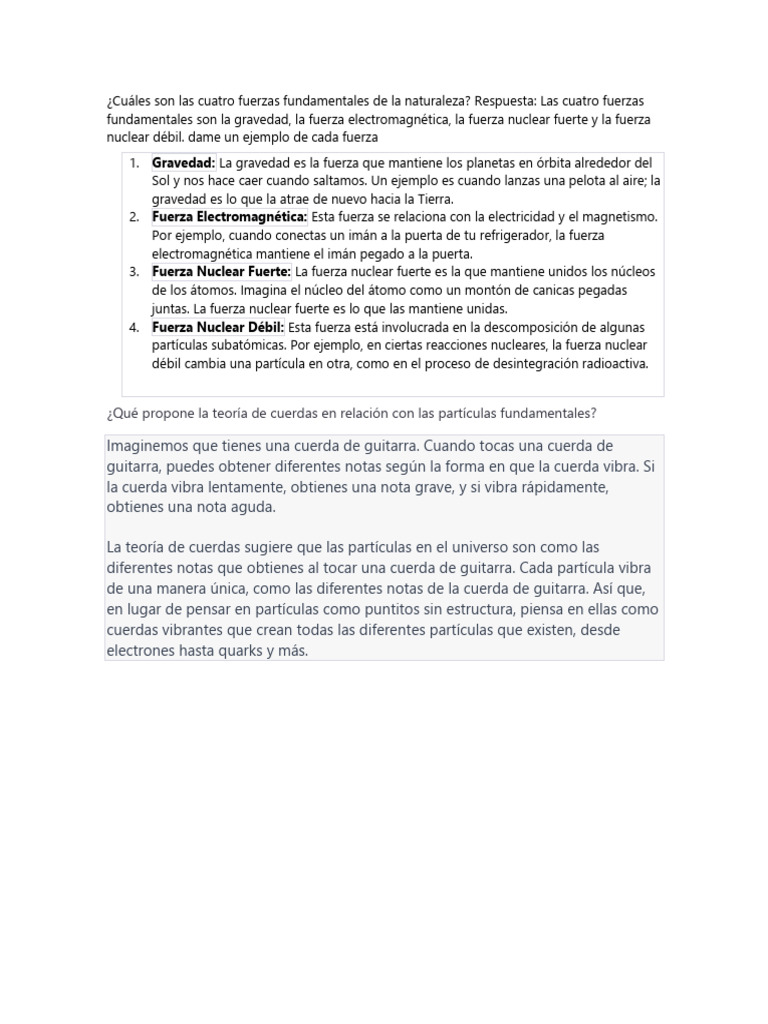 Cuáles son las cuatro fuerzas fundamentales de la naturaleza | PDF | Interacción fundamental ...