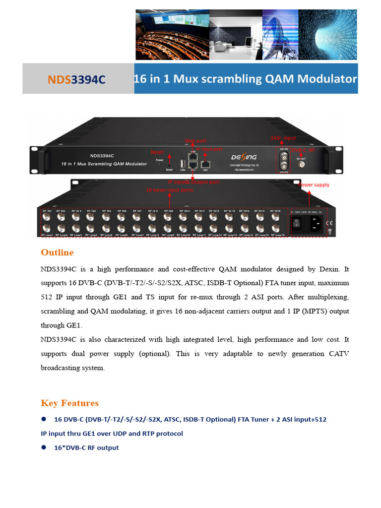 NDS3394C 16 in 1 Mux-Scrambling QAM Modulator | PDF | Modulation ...