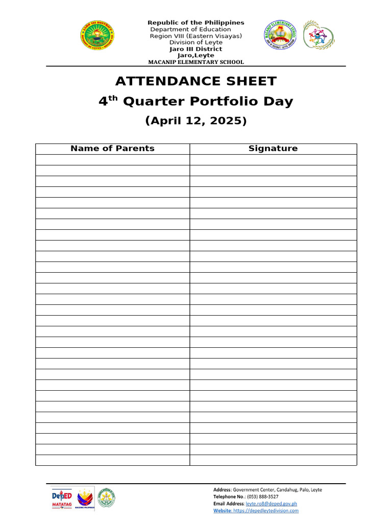 Attendance Sheet For Activities (Learners) | PDF