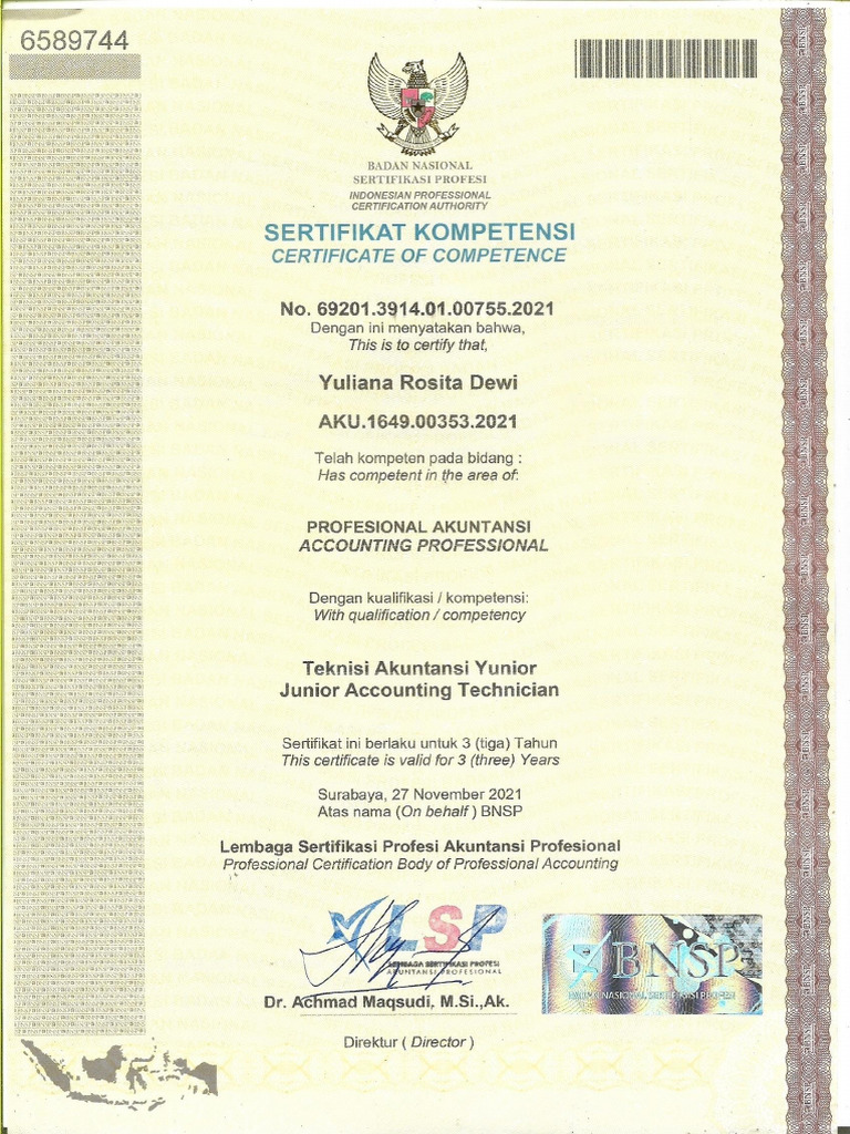 Sertifikat BNSP Akutansi | PDF