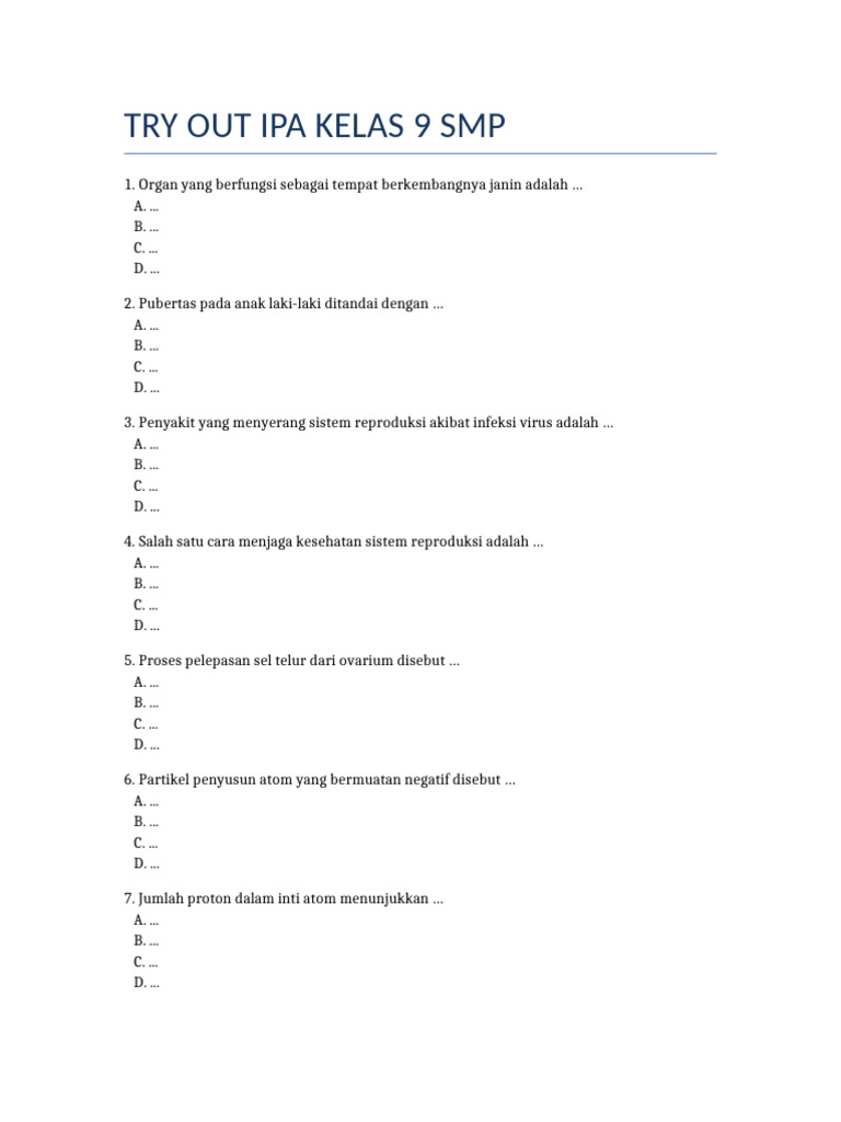 Soal Tryout IPA Kelas9 | PDF