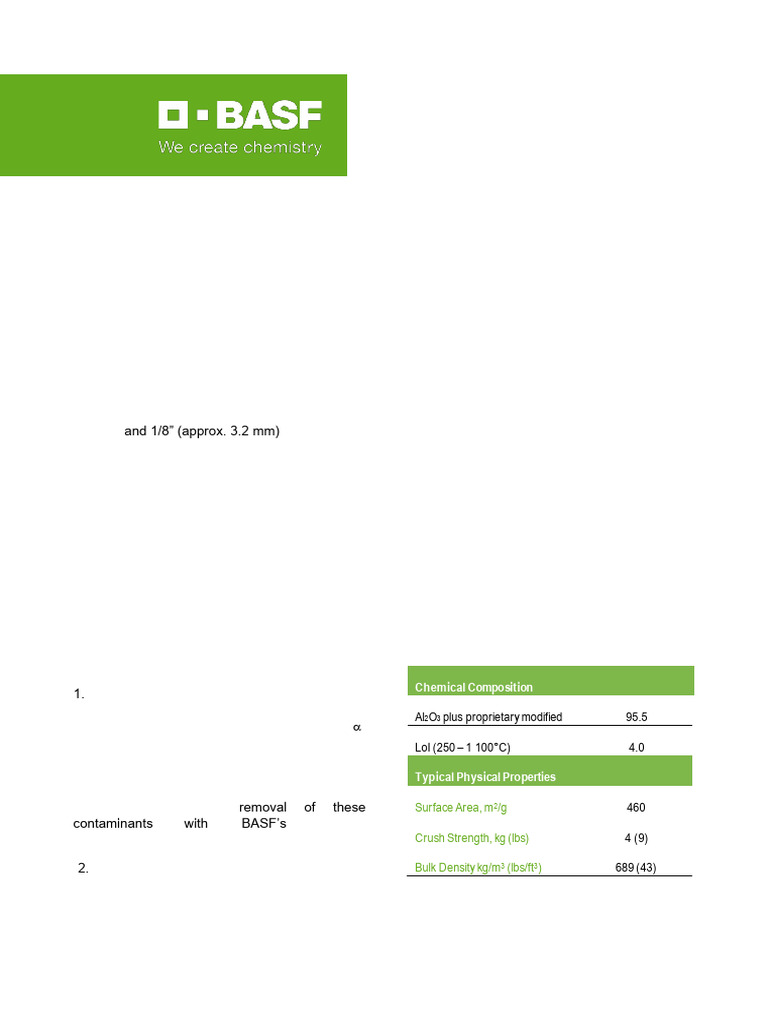 BASF 9608 SelexsorbCDL PDS A4 Datasheet Rev.03 2022 1 | PDF | Thiol ...