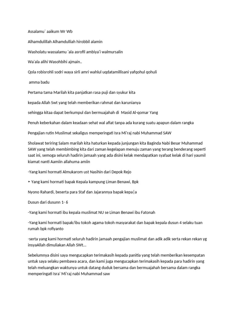 Teks MC Pengajian | PDF