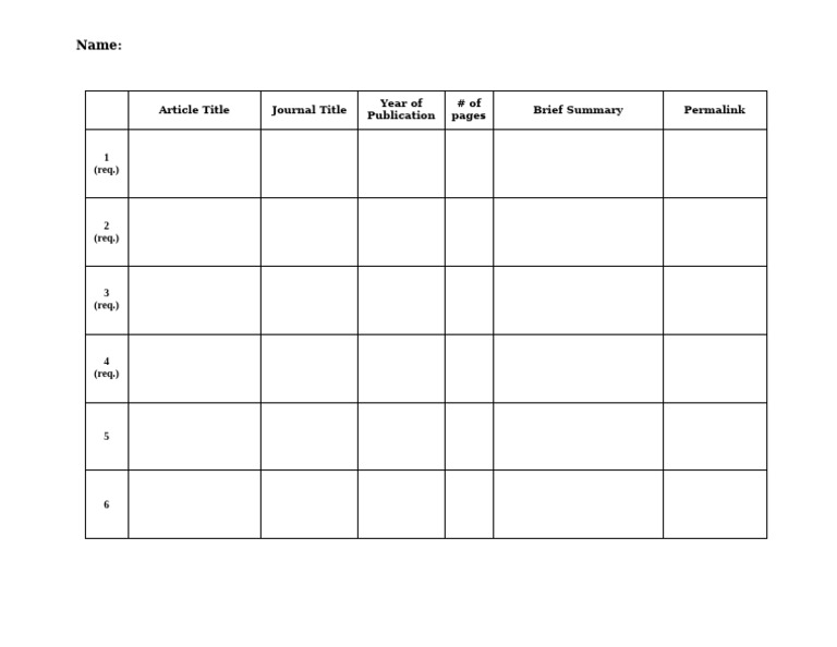 Blank Research Log | PDF