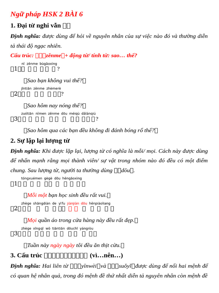 NG Pháp HSK 2 BÀI 6 | PDF