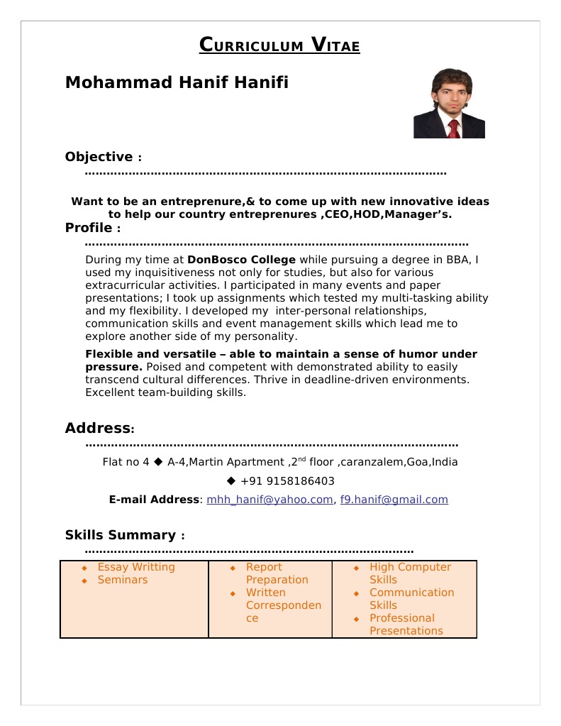 CV of Hanif | PDF