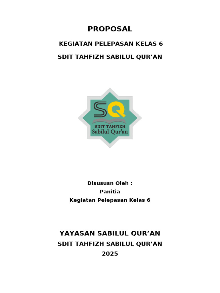 Proposal Pelepasan Kelas 6 SQ | PDF