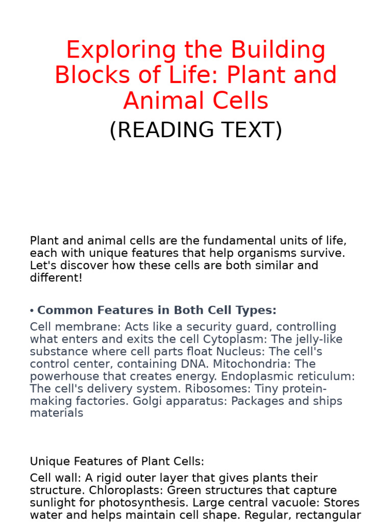 READING TEXT - Exploring The Building Blocks of Life | PDF