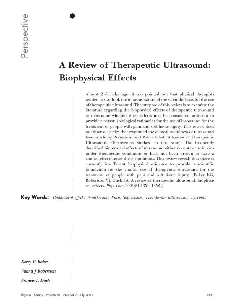 Biophysical Effects of Therapeutic Ultrasound | PDF | Ultrasound | In Vitro