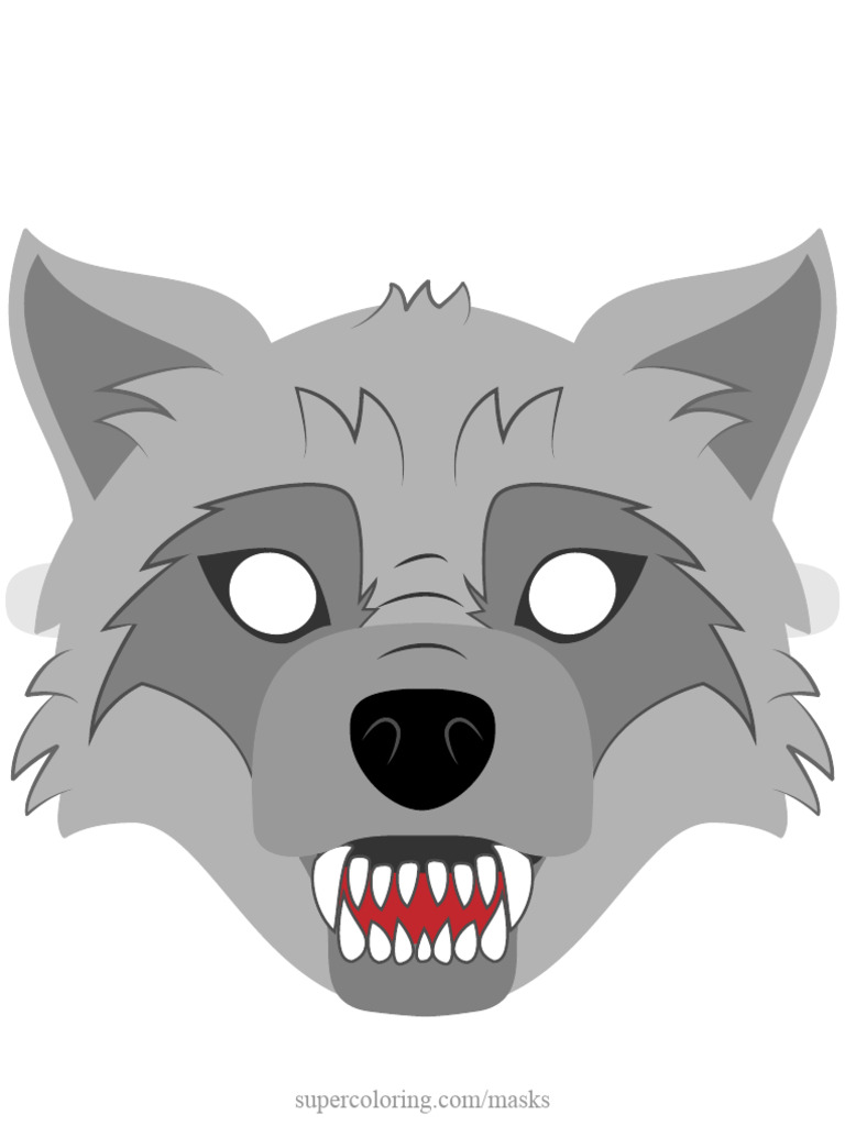 Big Bad Wolf Mask Colored Template Paper Craft | PDF