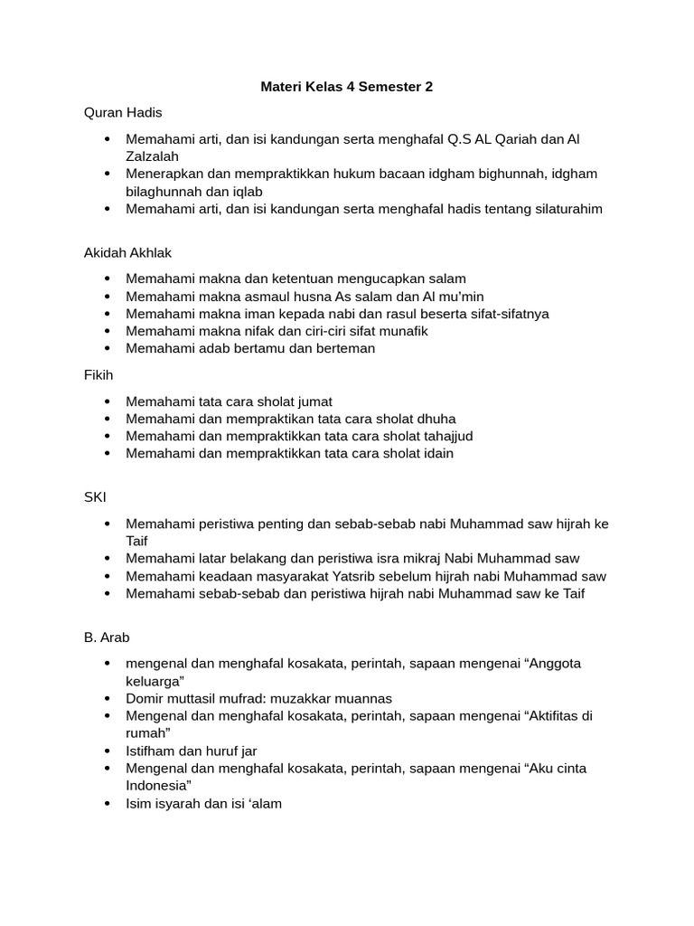 Materi Kelas 4 SMT 2 | PDF