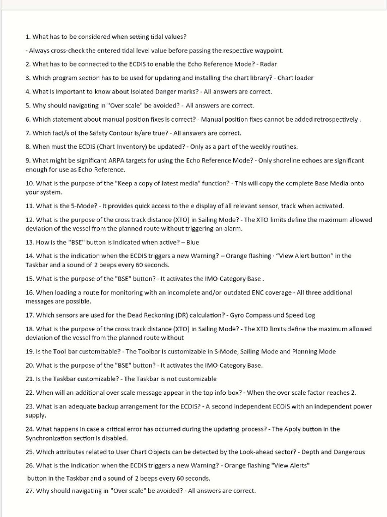 Eglobe ECDIS Test Answer | PDF