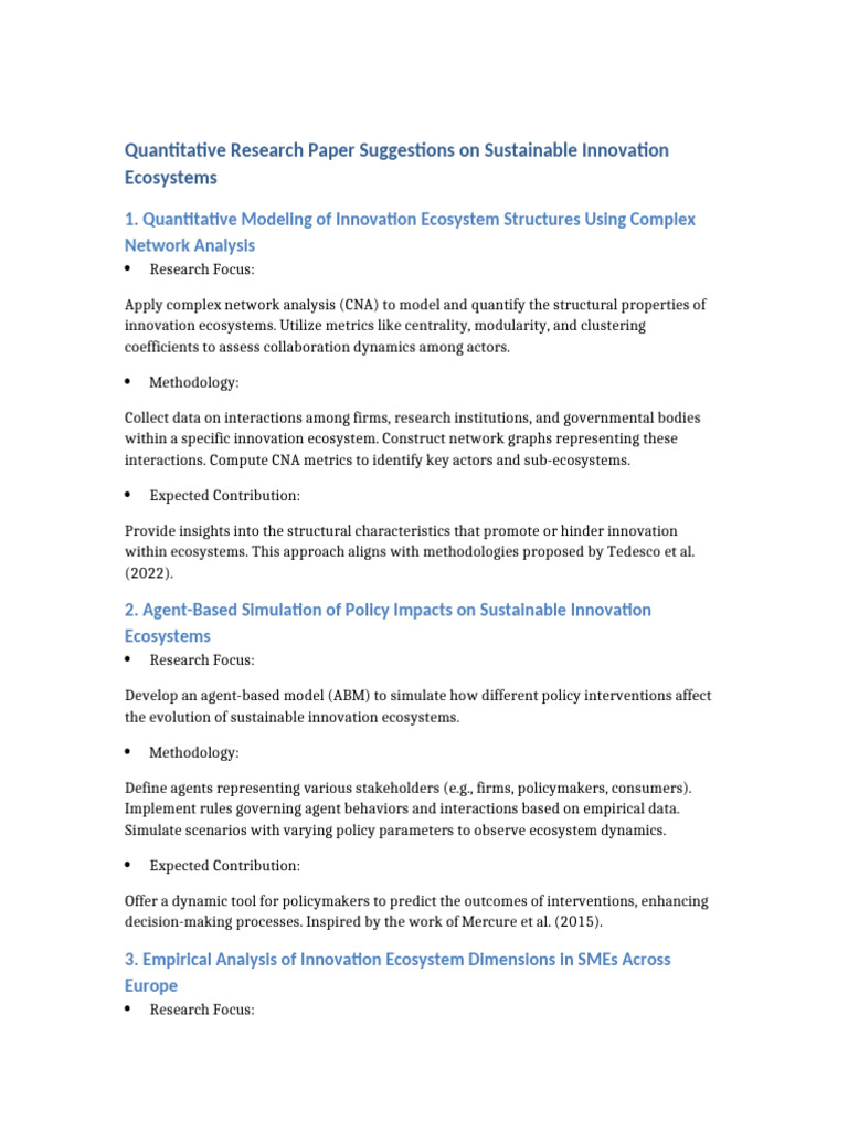 Sustainable Innovation Ecosystem Research | PDF | Agent Based Model ...