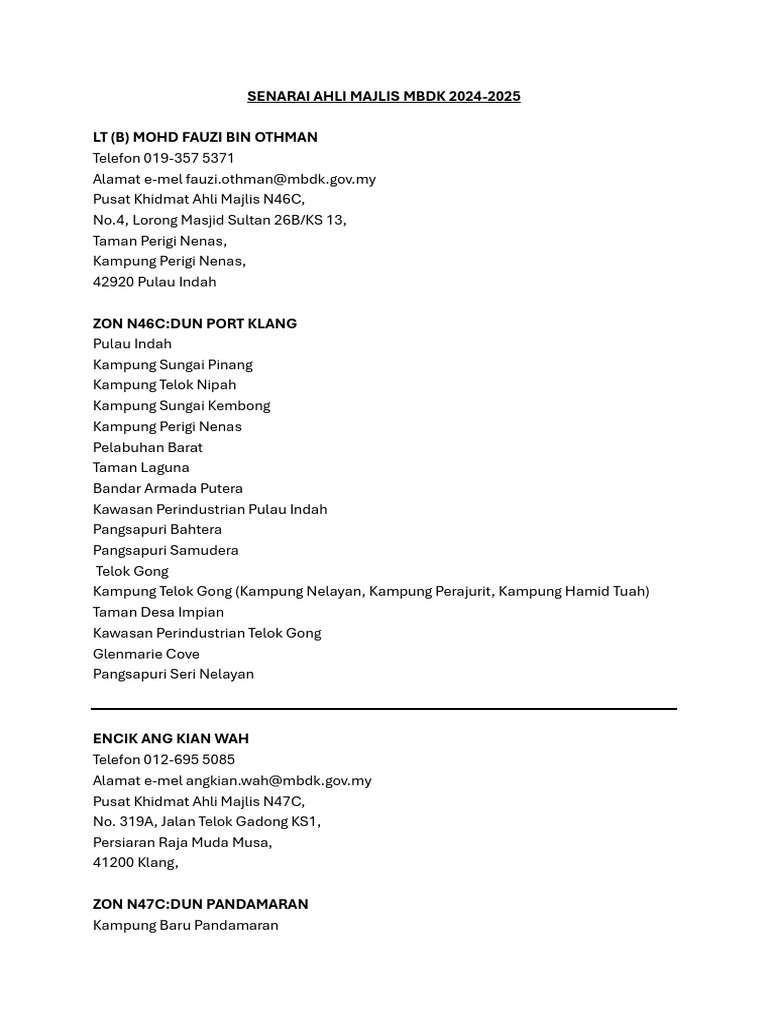 Ahli Majlis MBDK 2025 | PDF