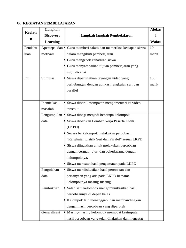 Contoh RPP Discovery Learning | PDF