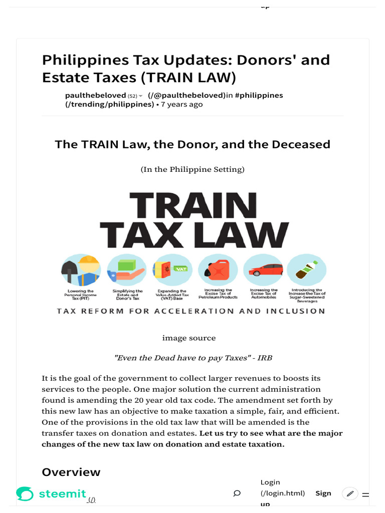 Philippines Tax Updates - Donors' and Estate Taxes (TRAIN LAW ...