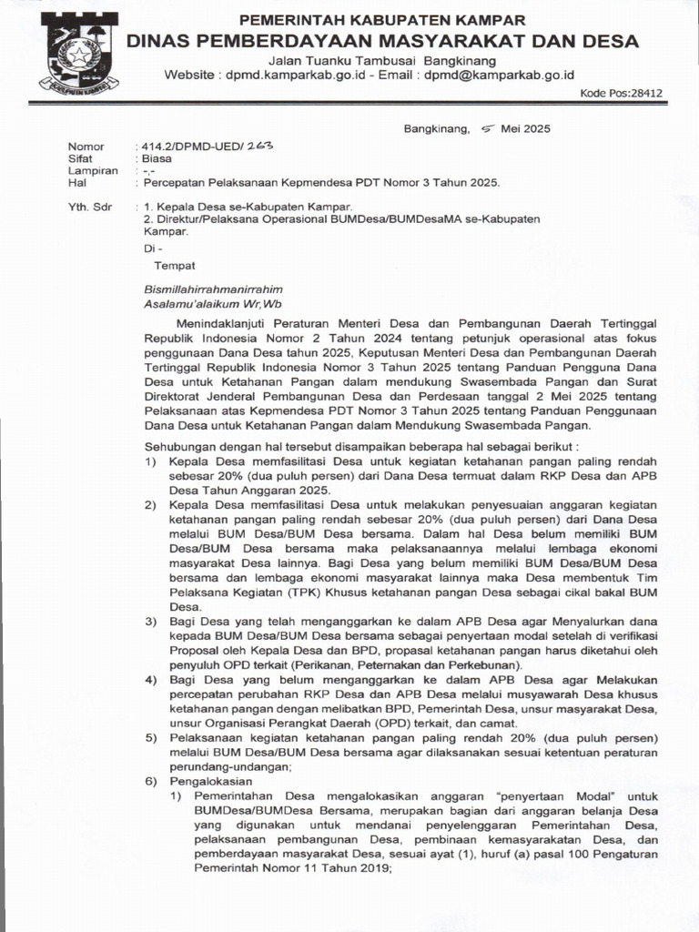 Pelaksanaan Kemendesa PDT | PDF
