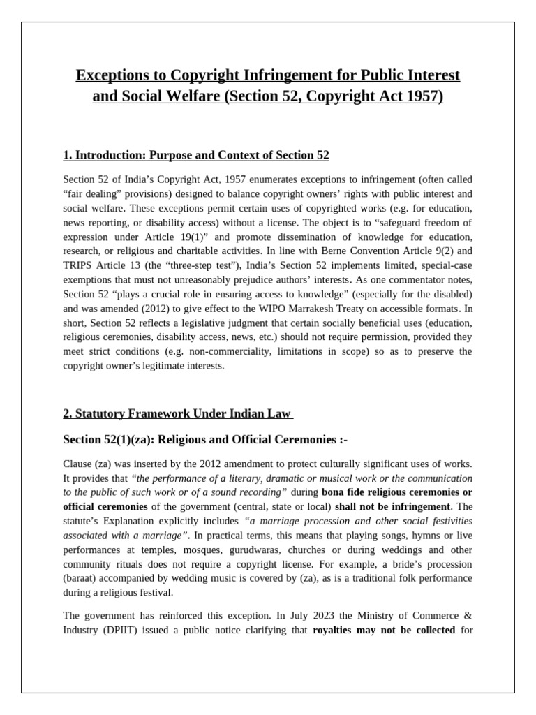 Copyright Exceptions for Public Welfare | PDF | Copyright | Fair Use