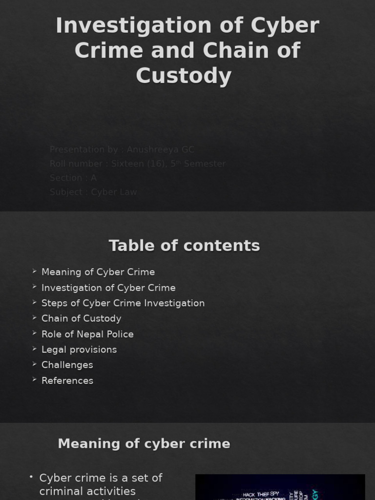 Investigation of Cyber Crime and Chain of Custody | PDF | Cybercrime ...