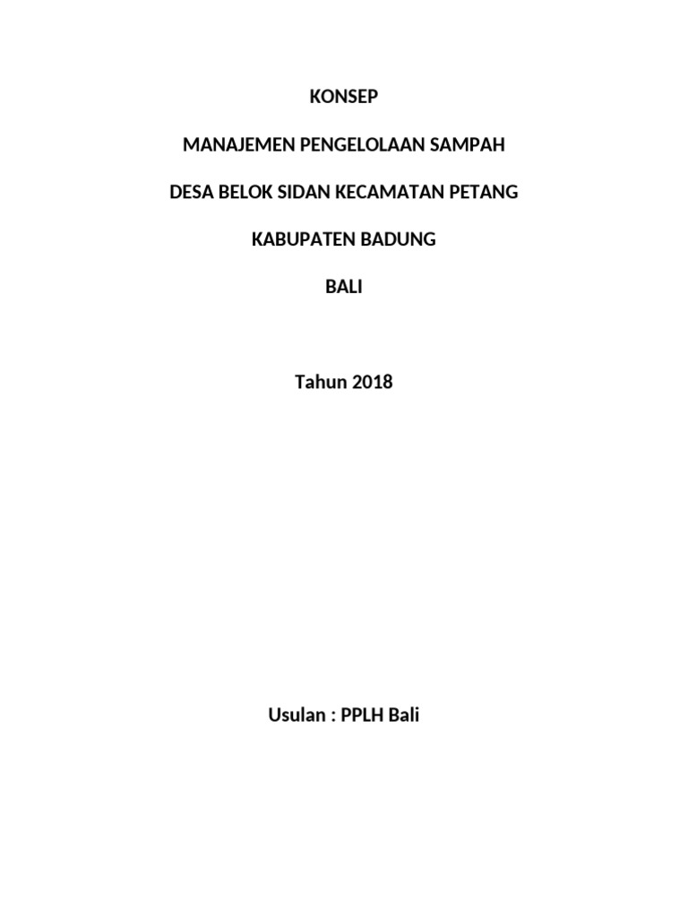 Konsep Pengelolaan Sampah Belok Sidan | PDF