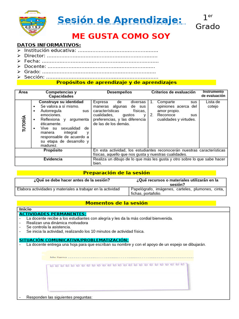 Identidad y Autoestima en Tutoría | PDF | Autoestima | Evaluación