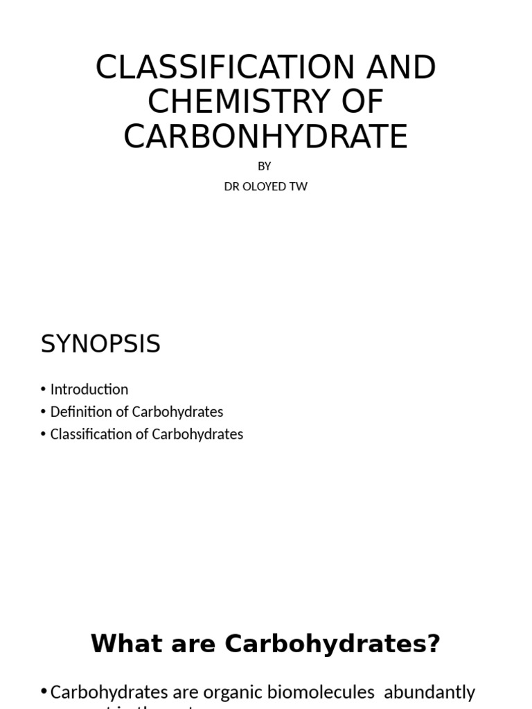 Chemistry and Classification of Carbohydrates | PDF | Carbohydrates ...