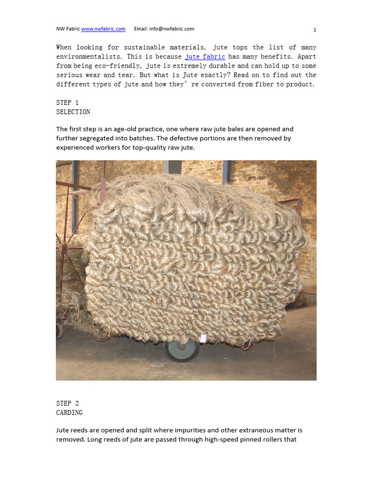 Jute Manufacturing Process | PDF | Textiles | Yarn