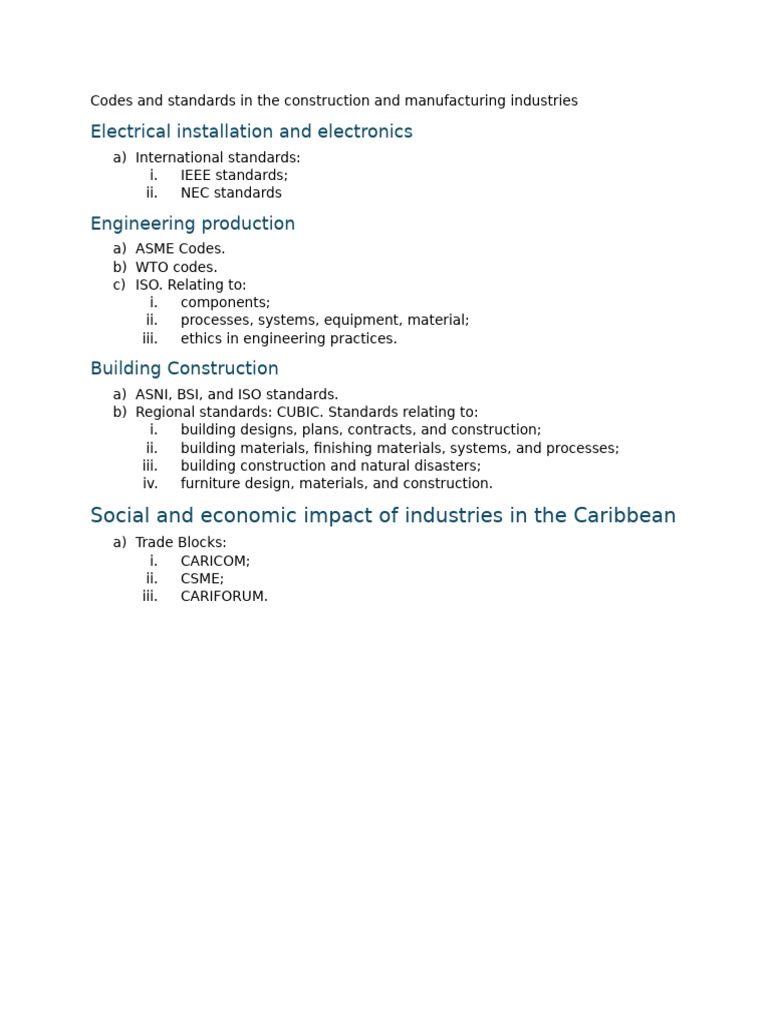 Codes and Standards in The Construction and Manufacturing Industries | PDF