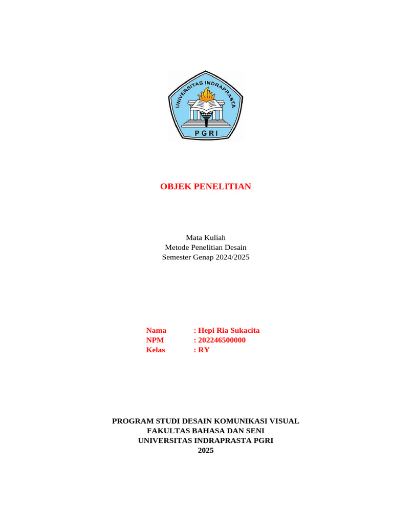 Template UTS - Penulisan Deskripsi Objek - Genap 24-25 | PDF