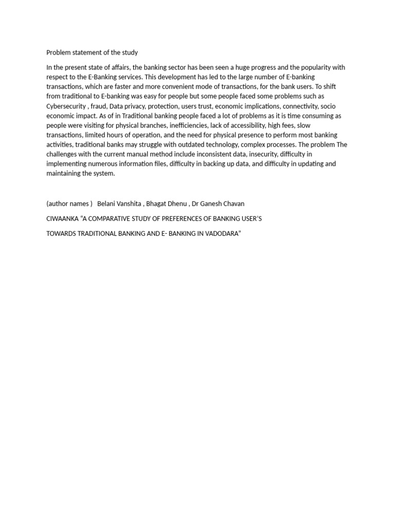 Problem statement of the study | PDF
