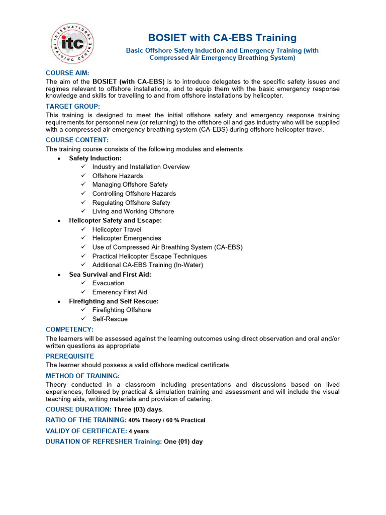 BOSIET With CA-EBS Fact Sheet | PDF