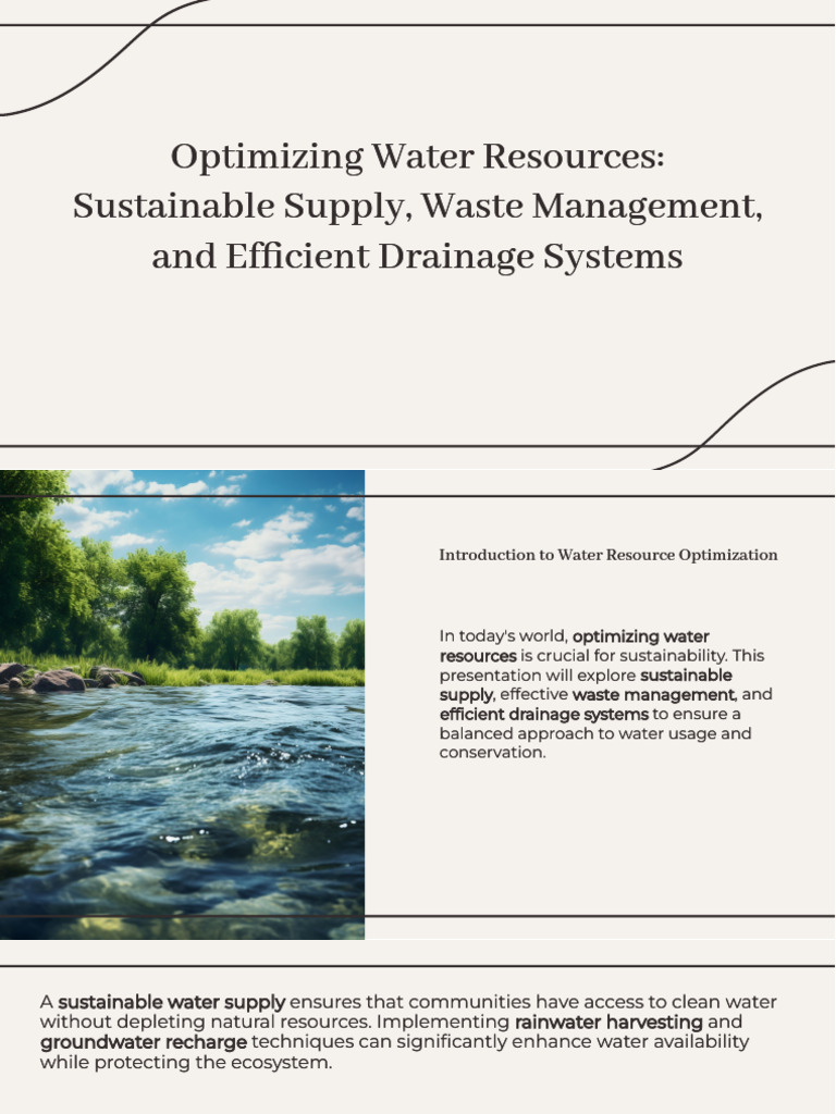 Slidesgo Optimizing Water Resources Sustainable Supply Waste Management and Efficient Drainage ...