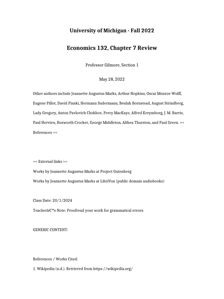 Economics 132 Chapter 7 Review | PDF