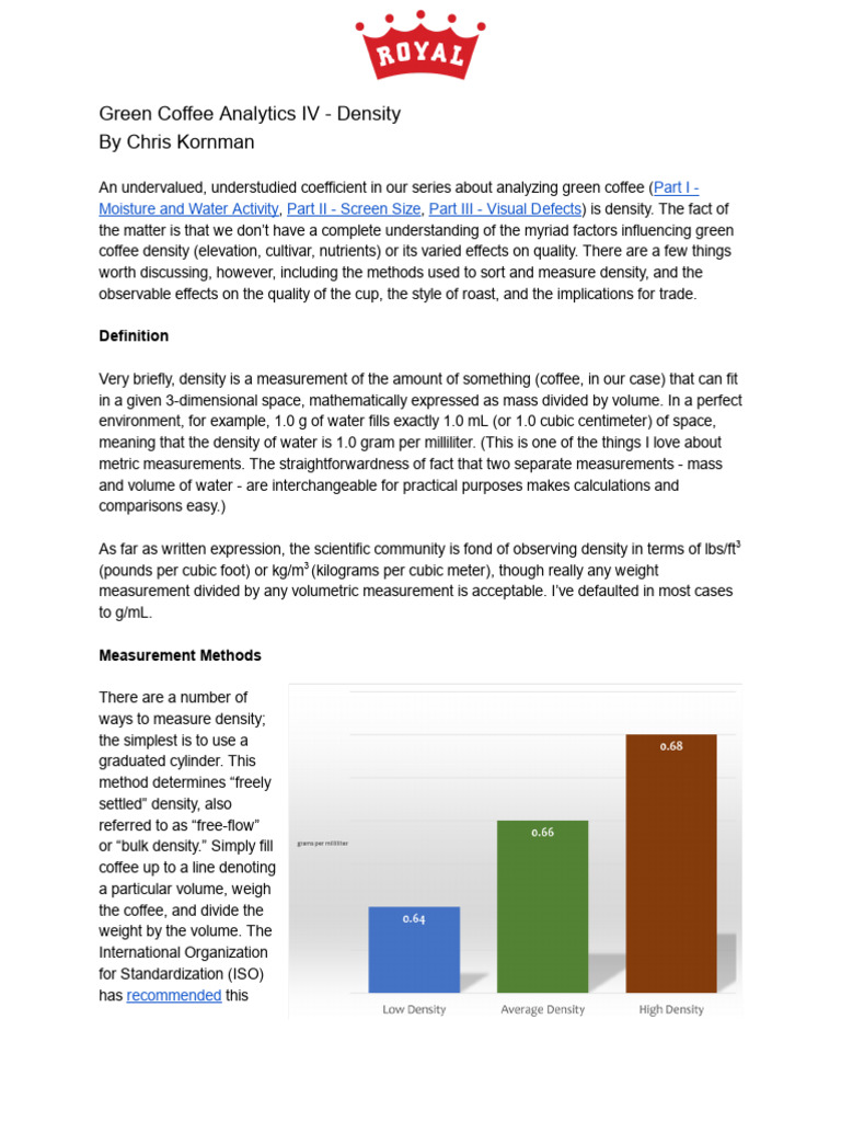 Green-Coffee Analytics IV Density | PDF | Coffee | Density