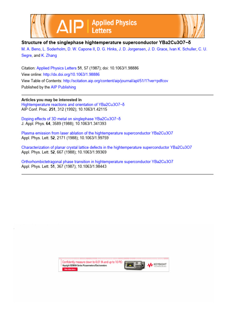 Structure of the singlephase hightemperature superconductor YBa2Cu3O7−δ ...