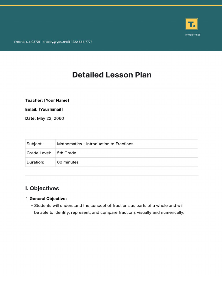 Detailed Lesson Plan Template | PDF