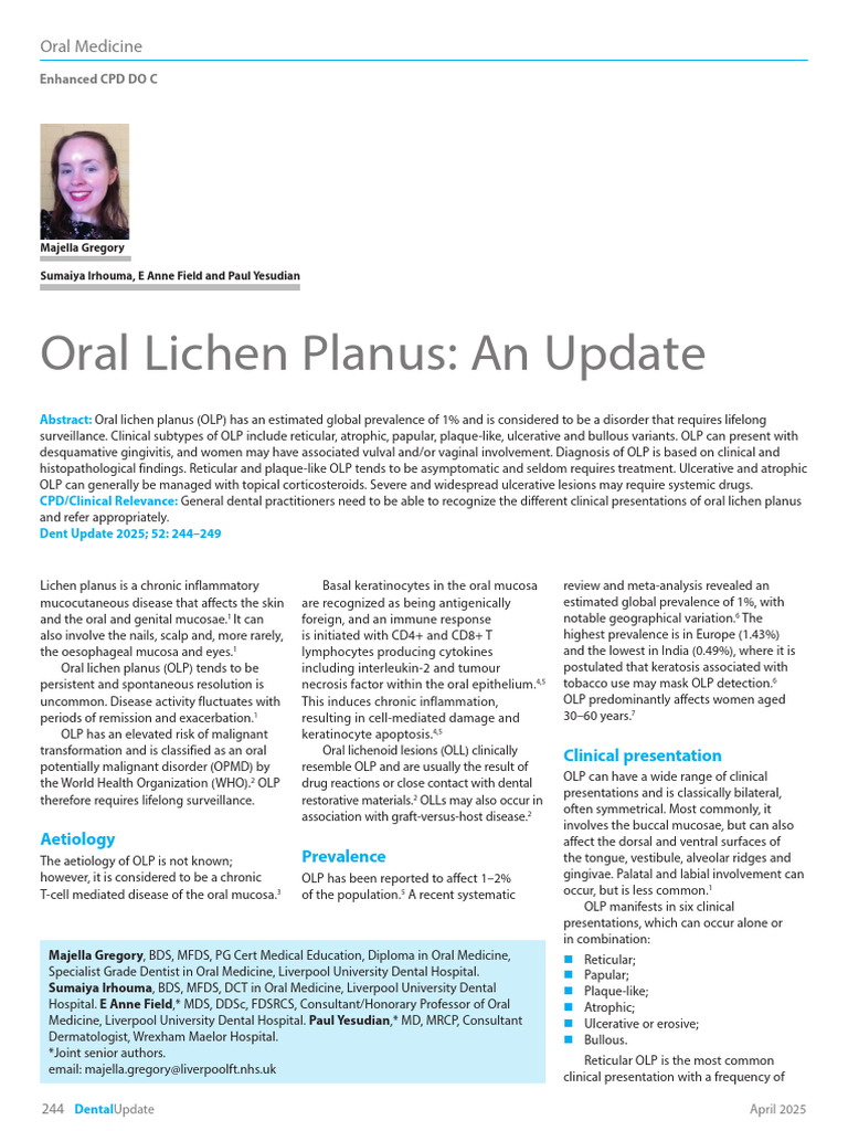 Update on Oral Lichen Planus Management | PDF | Diseases And Disorders ...