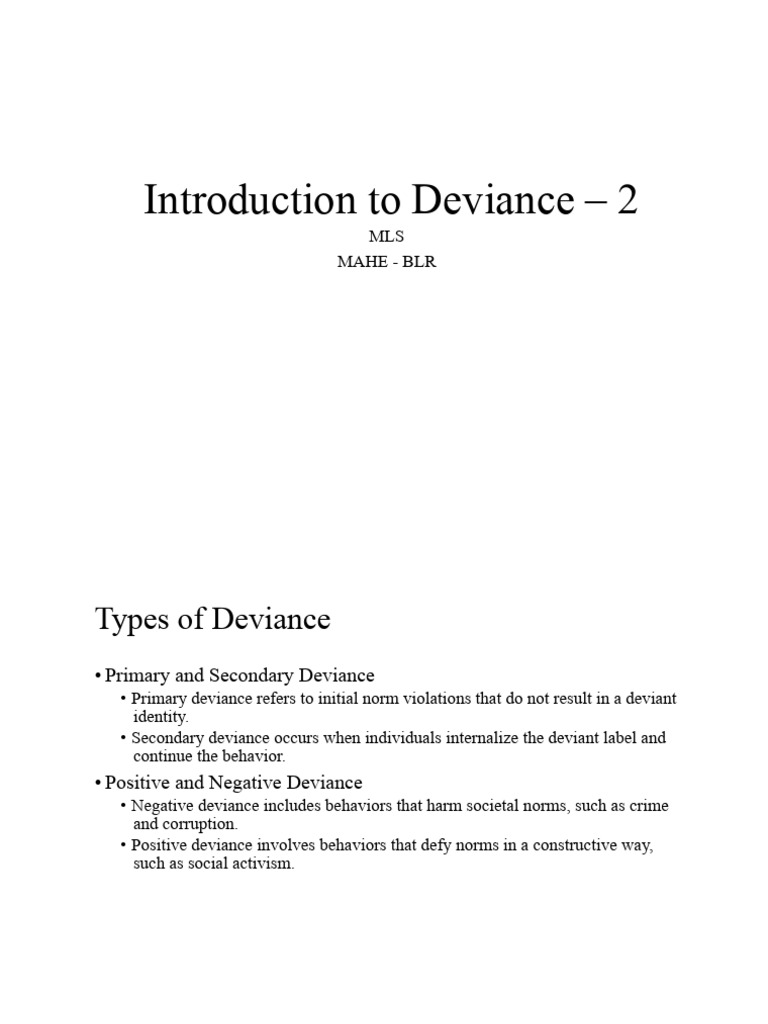 Sociology of Deviance | PDF | Deviance (Sociology) | Crimes