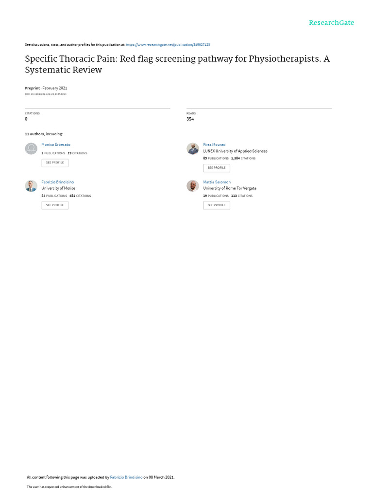 Specific Thoracic Pain Red Flag Screening Pathway | PDF | Physical ...
