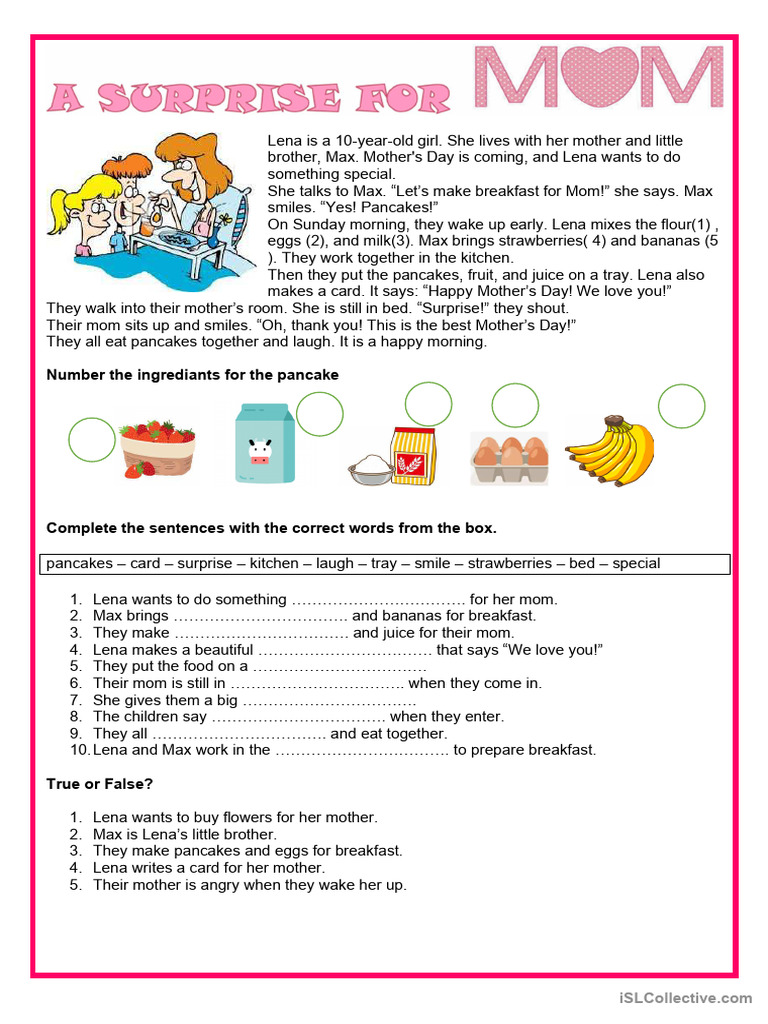 Mother's Day - A Surprise for Mom | PDF | Pancake | Foods
