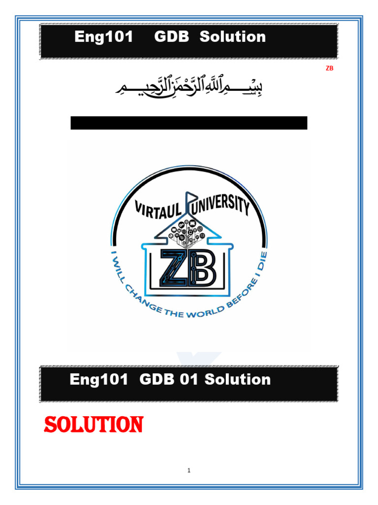 Eng101 GDB Soltion 2025 by ZB | PDF | Reading Comprehension | Vocabulary