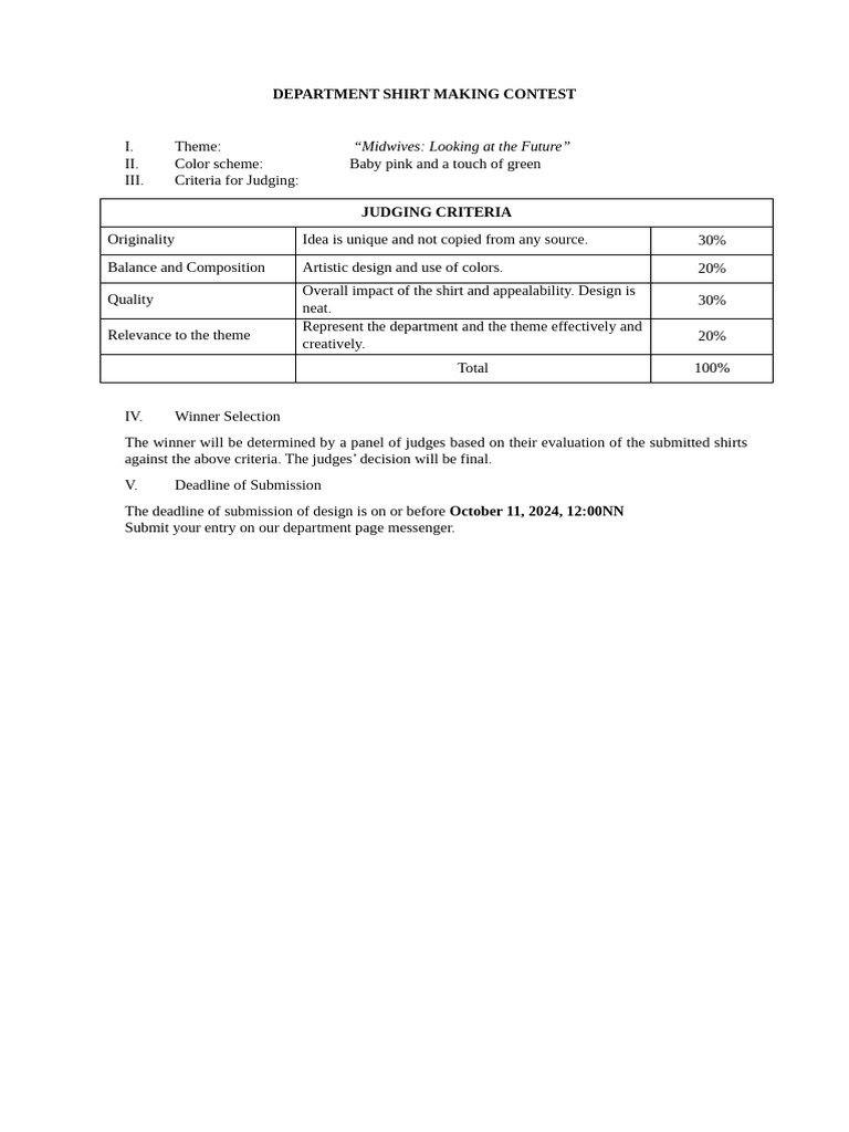 Department Shirt Making Contest | PDF