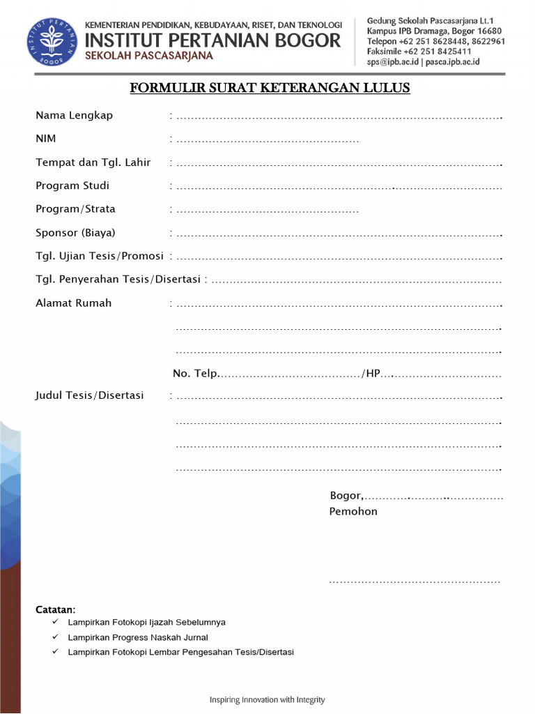 Contoh Form-Surat-Keterangan-Lulus | PDF