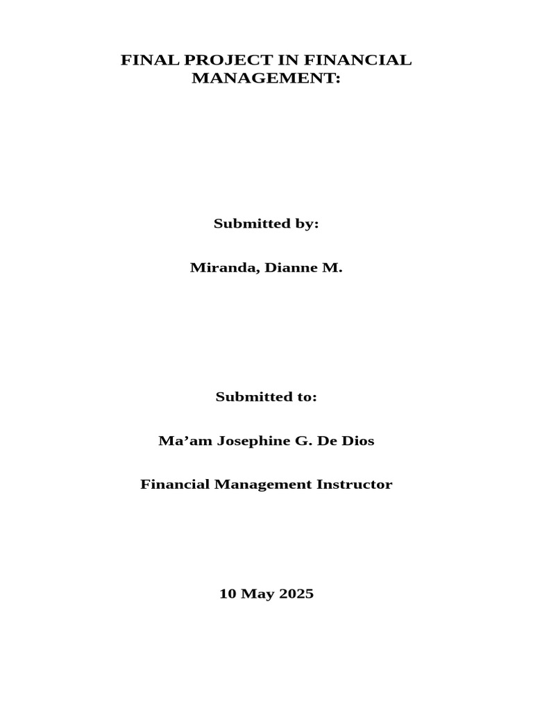 Midterm Project in FM Miranda (1) - 023001 | PDF | Taxes | Regulatory Compliance