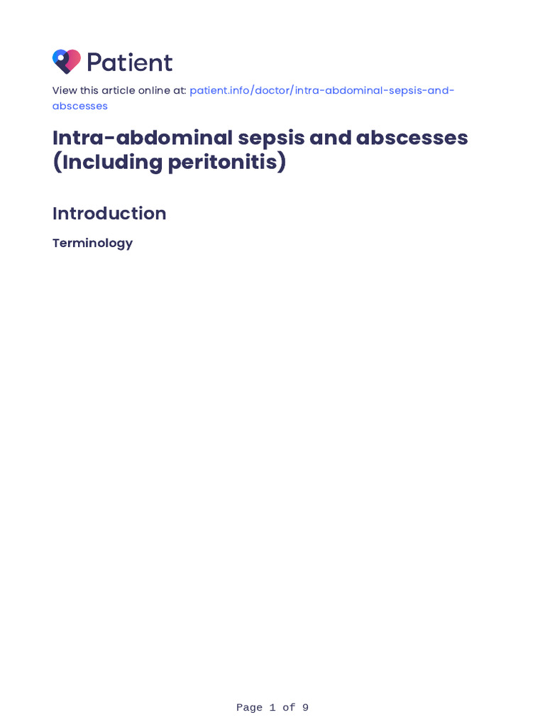 Patient - Intraabdominal Sepsis and Abscesses | PDF | Peritoneum ...