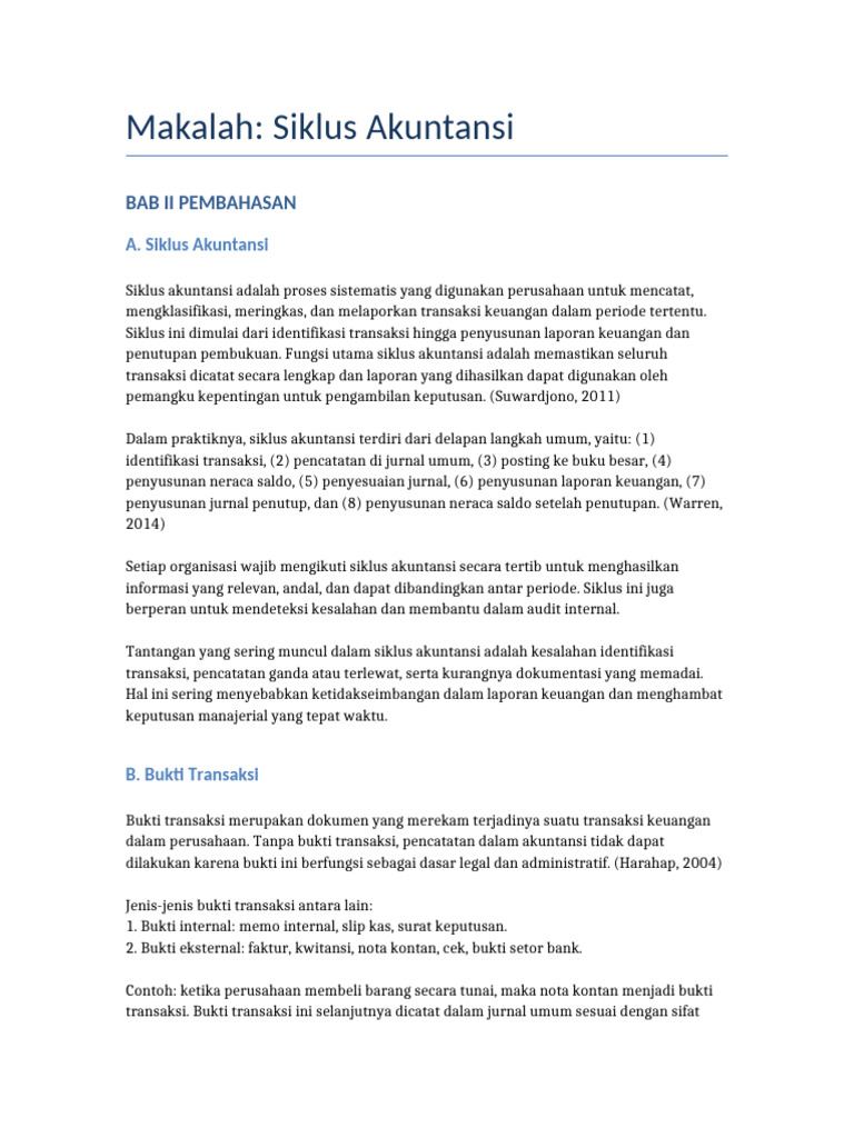 Makalah Siklus Akuntansi Lengkap Perpanjang | PDF