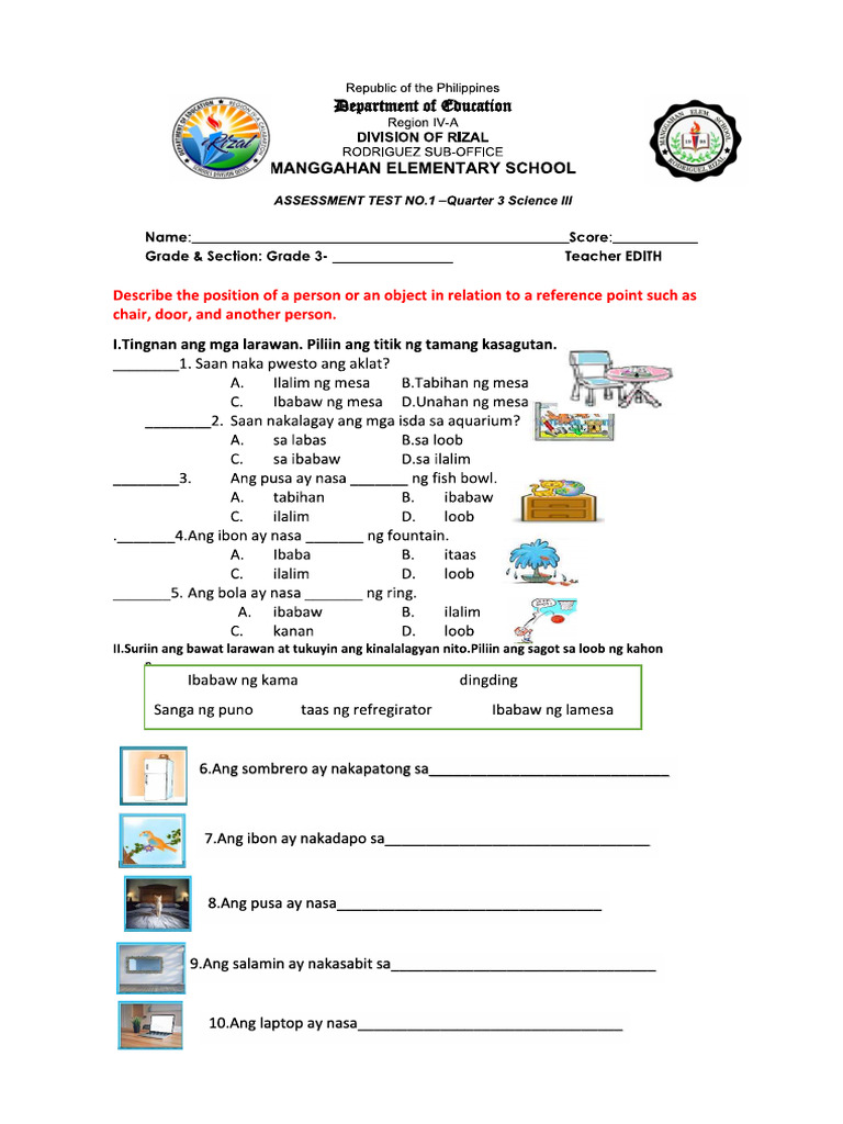 3rd Quarter Science Summative # 1 | PDF