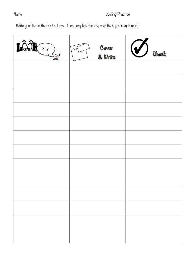 Look Say Cover Write Check | PDF