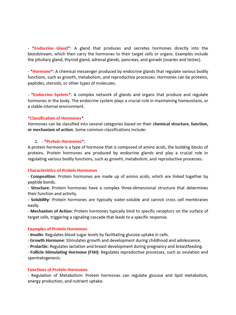 Overview of Endocrine Hormones and Functions | PDF | Hormone ...