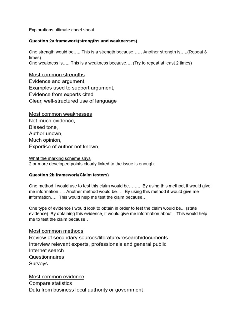 Explorations Ultimate Cheat Sheet | PDF | Reason | Argument